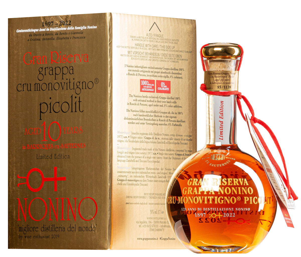 Grappa Cru Monovitigno Picolit "10 anni" Gran Riserva 2012 in gift box ...